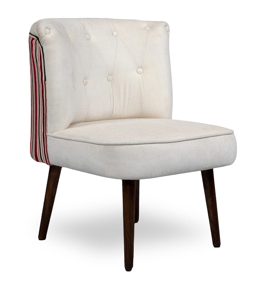 Buy Milano Fabric Slipper Chair in Red & White Colour with Foot Stool ...