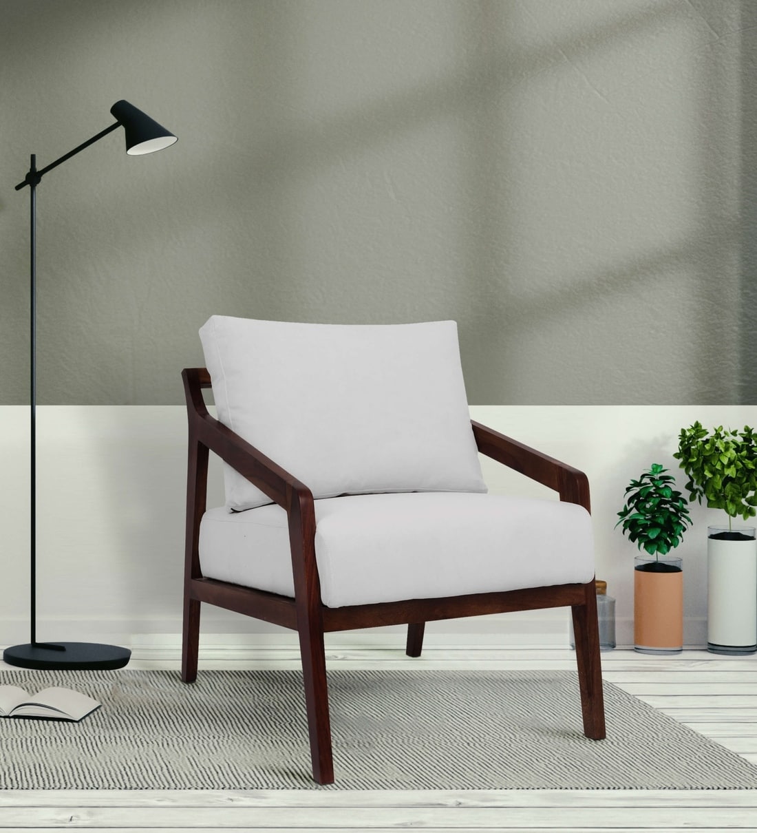 Buy Miles Solid Wood Arm Chair in Ivory Colour at 29% OFF by Furnicoz ...