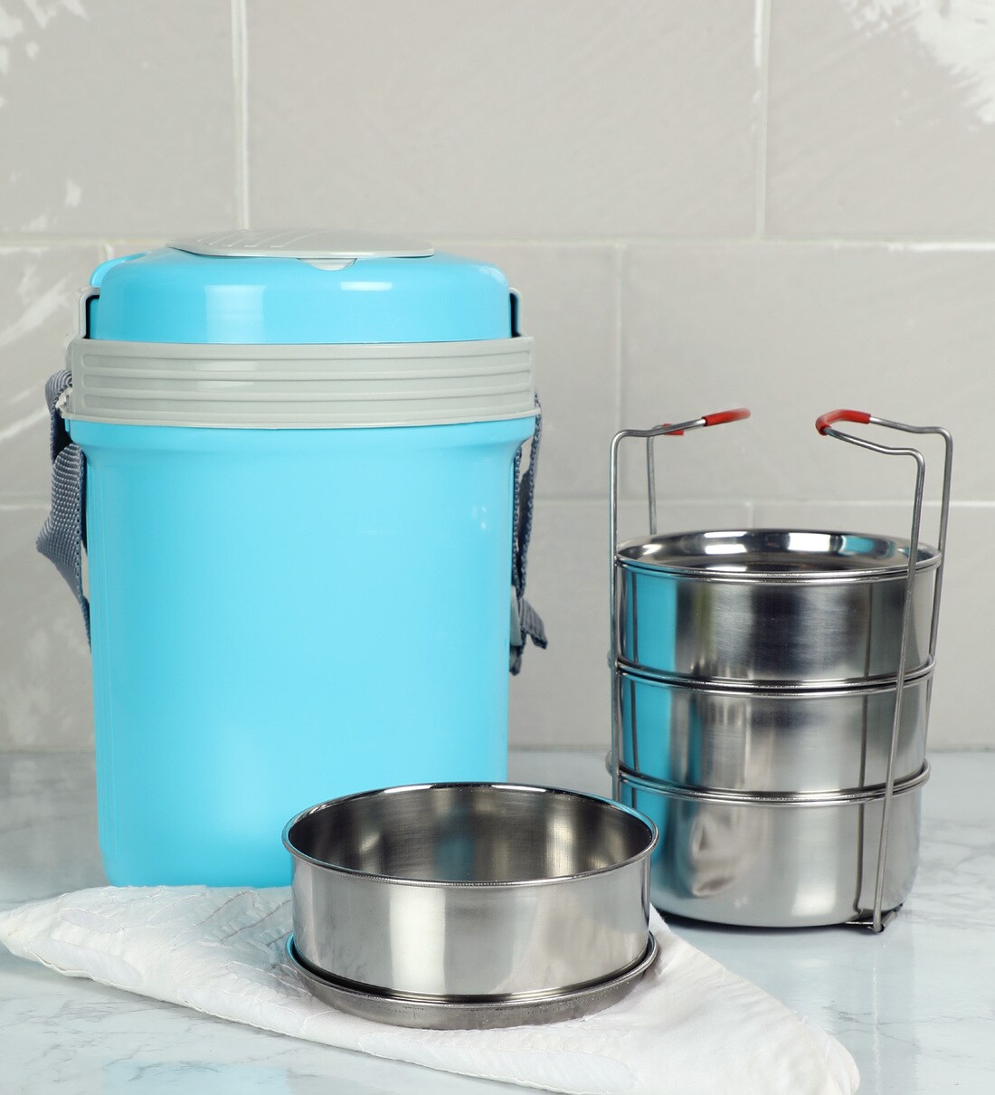 Buy Milton Electron 4 Electric Stainless Steel Blue Lunch Pack with 4 ...