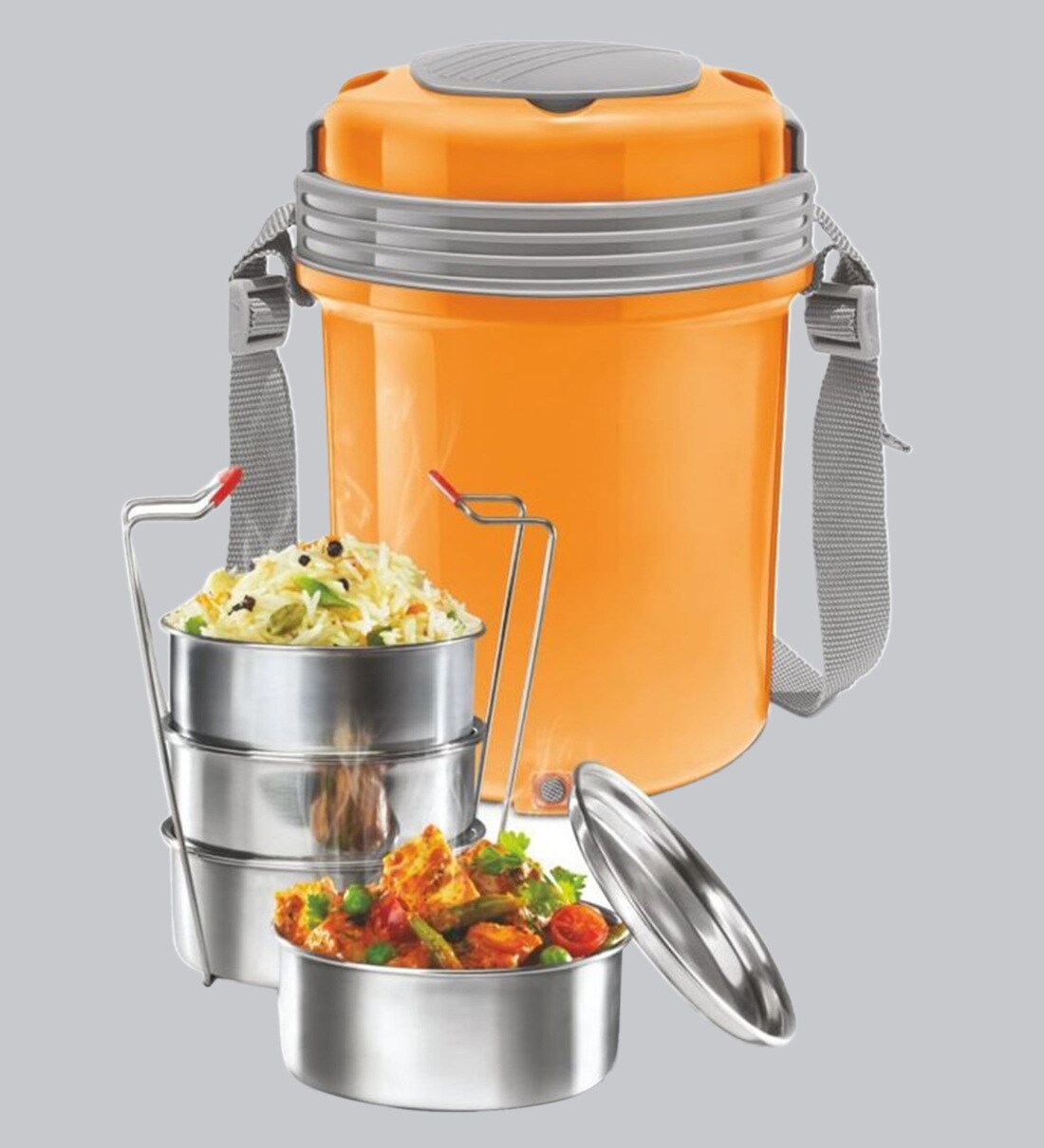 Buy Milton Electron 4 Electric Stainless Steel Orange Lunch Pack with 4 ...