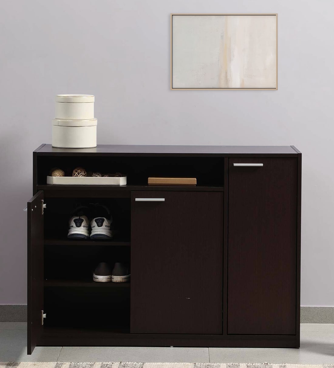 Buy Mimi 3 Door Shoe Cabinet in Wenge Finish at 31% OFF by Mintwud from ...