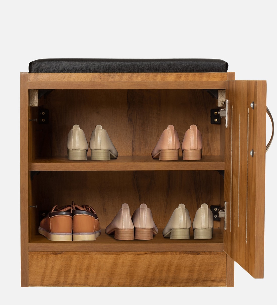 Buy Mini Shoe Rack with Seating in Tan Matte Finish by Solace Craft ...