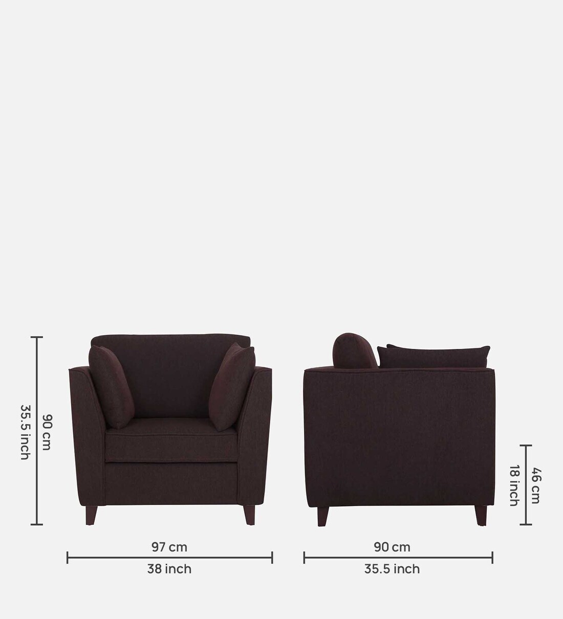 Buy Miranda Fabric 1 Seater Sofa In Chestnut Brown Colour By Woodsworth ...