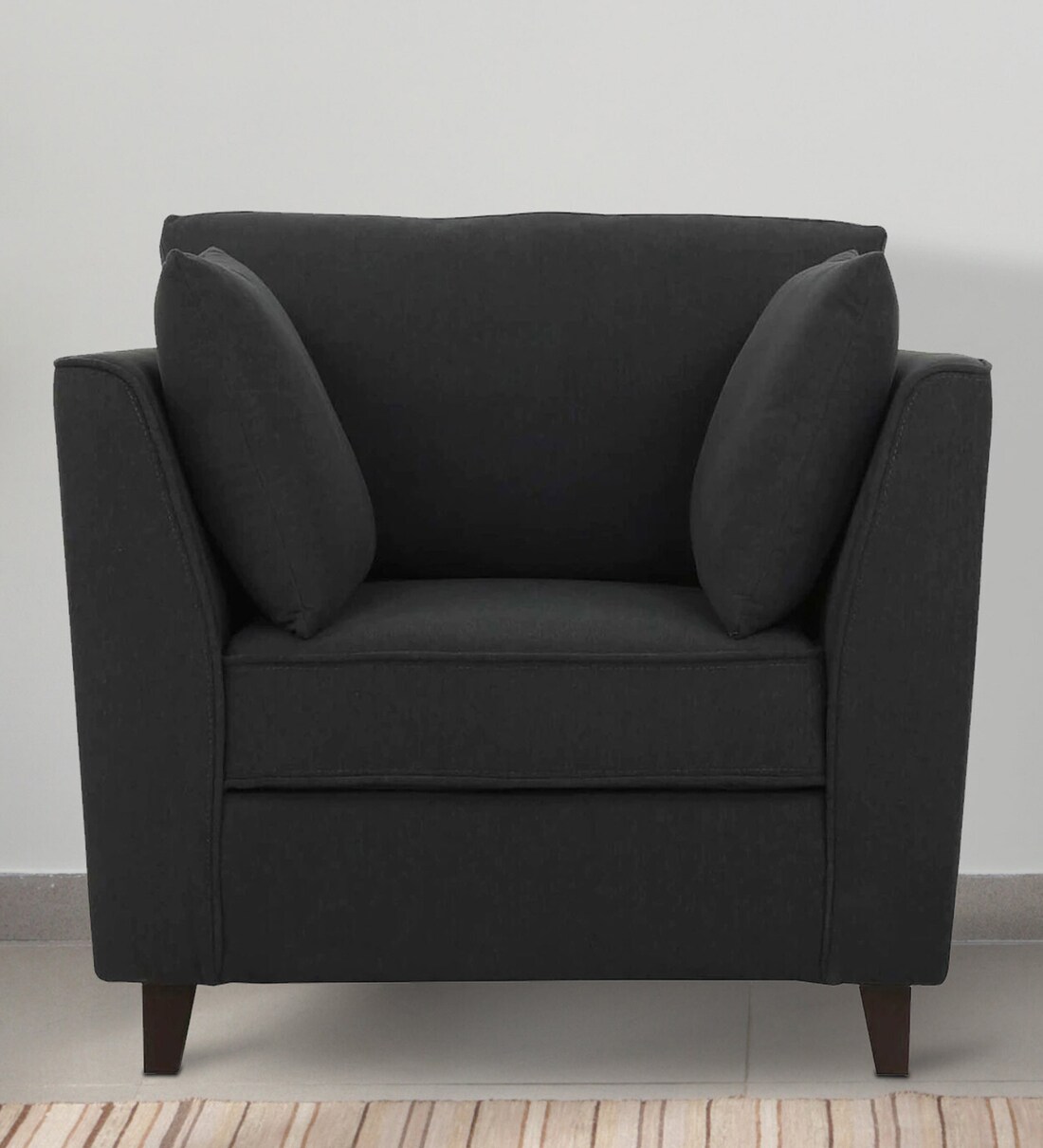 Buy Miranda Fabric 1 Seater Sofa In Charcoal Grey Colour at 9% OFF by ...