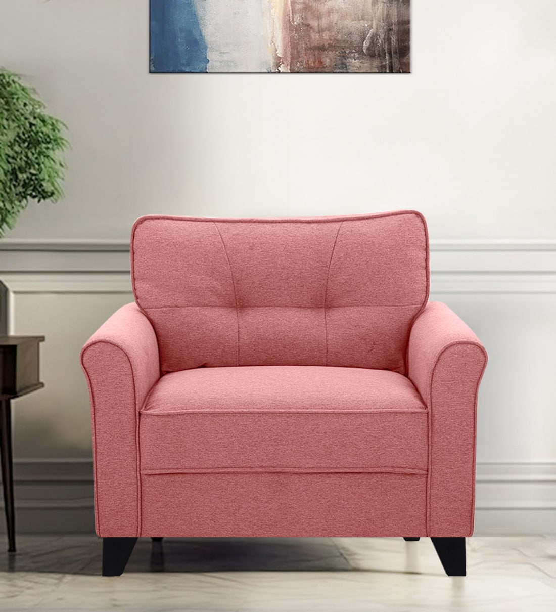 Buy Aldrin Fabric 1 Seater Sofa In Pink Colour at 30% OFF by Trevi ...