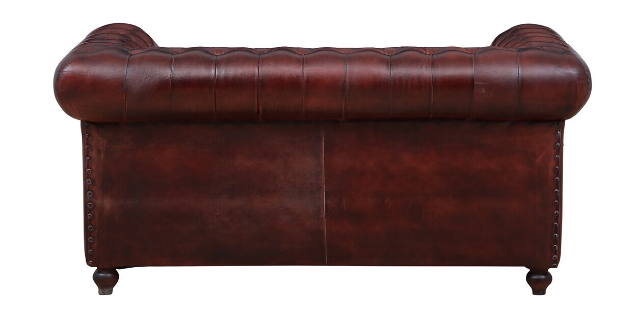 Buy Miceli 2 Seater Leather Sofa In Brown Finish By Amberville Online ...