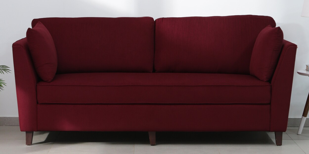 Buy Miranda Fabric 3 Seater Sofa In Garnet Red Colour at 4% OFF by ...