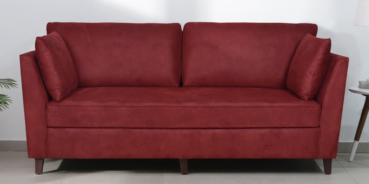 Buy Miranda Fabric 3 Seater Sofa In Wine Red Colour at 7% OFF by ...