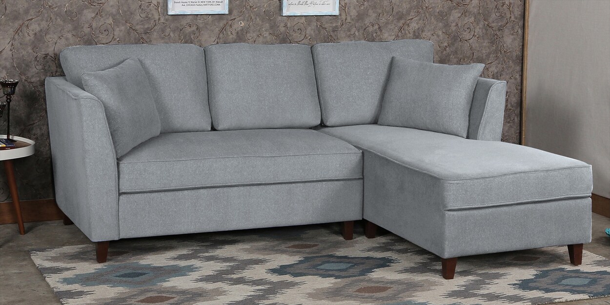 Buy Miranda Fabric LHS 2 Seater Sectional Sofa In Ash Grey Colour By ...