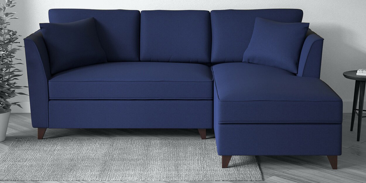 Buy Miranda Fabric LHS 2 Seater Sectional Sofa In Navy Blue Colour By ...