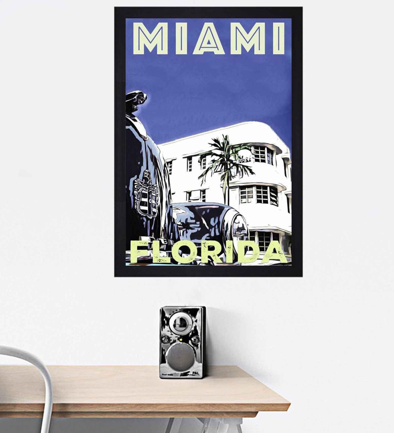 Buy Miami Florida Texture Paper Framed Art Print by Cheque Decor at 22% ...