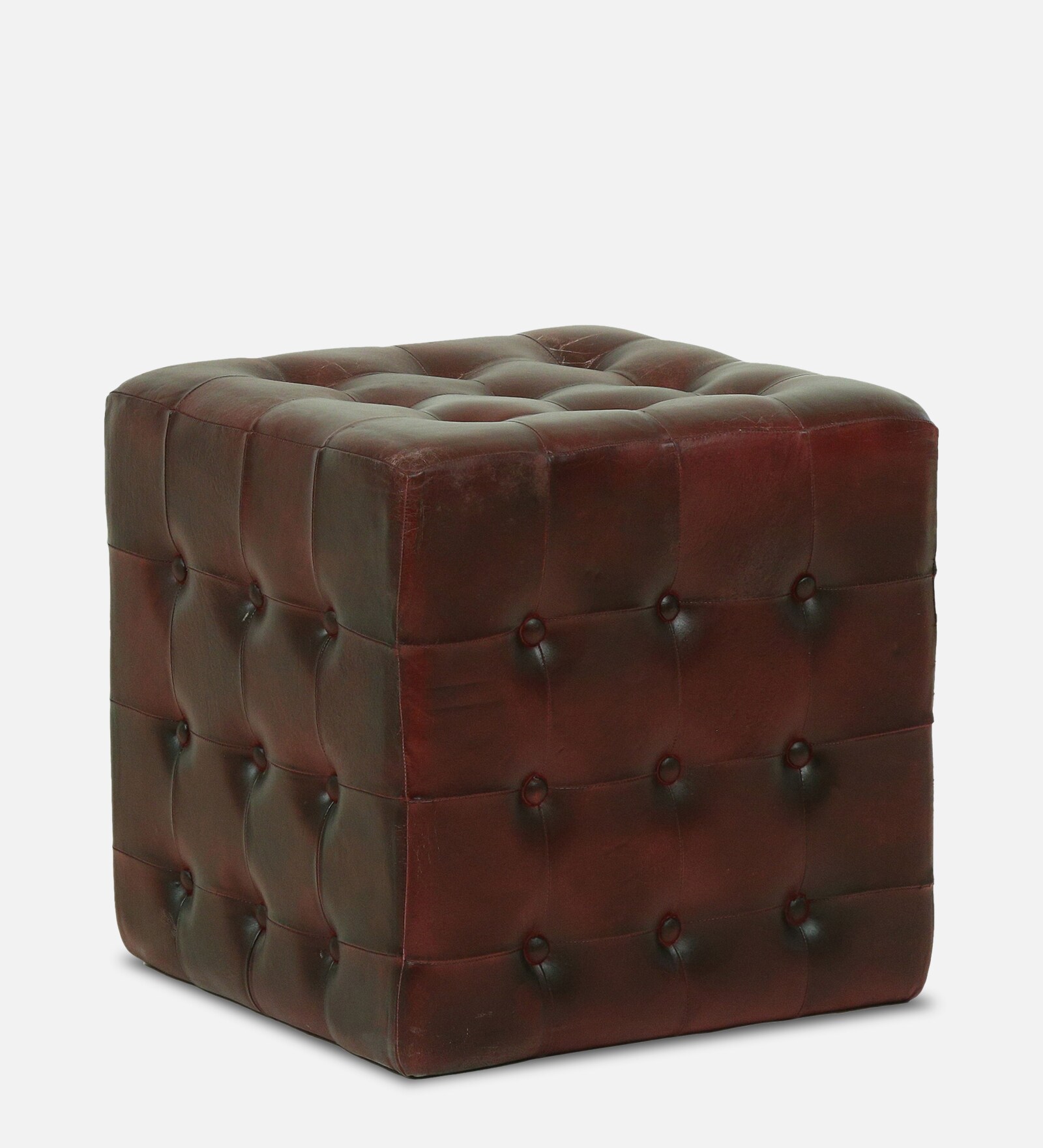 Buy Miceli Leather Pouffe In Brown Finish at 7% OFF by Amberville from ...
