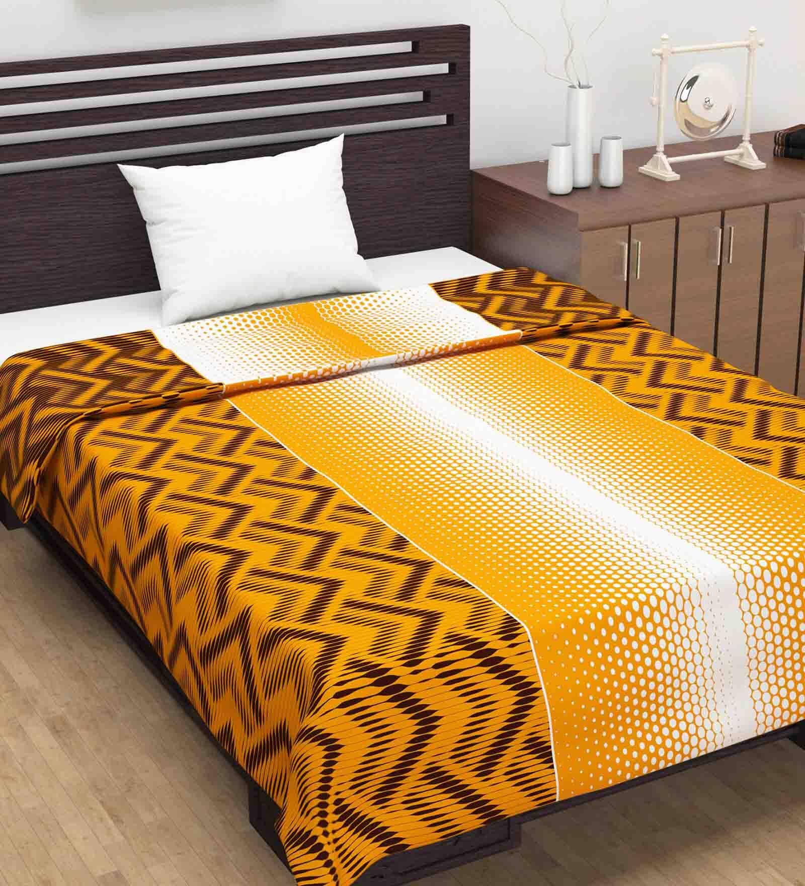 Buy Orange Abstract Polyester 120 GSM Single Bed Dohar by Divine Casa ...