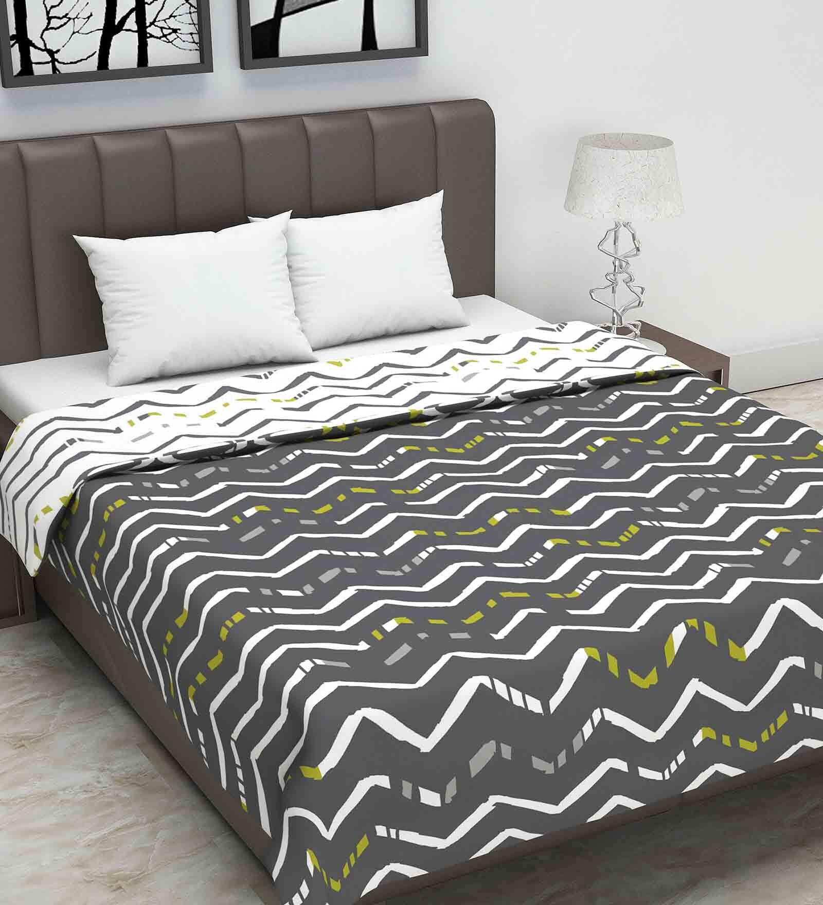 Buy Grey Abstract Polyester 120 GSM Double Bed Reversible Dohar at 73% ...