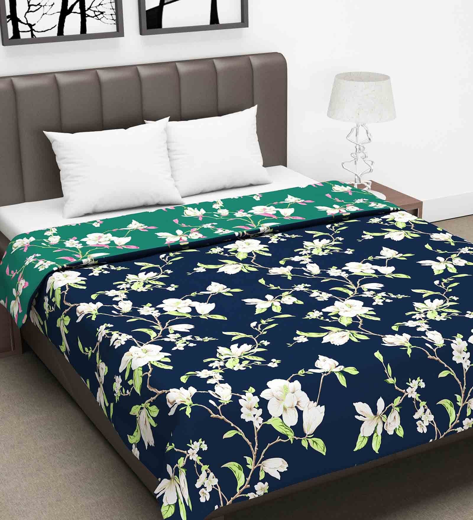 Buy Green Floral Polyester 120 GSM Double Bed Dohar at 67% OFF by ...
