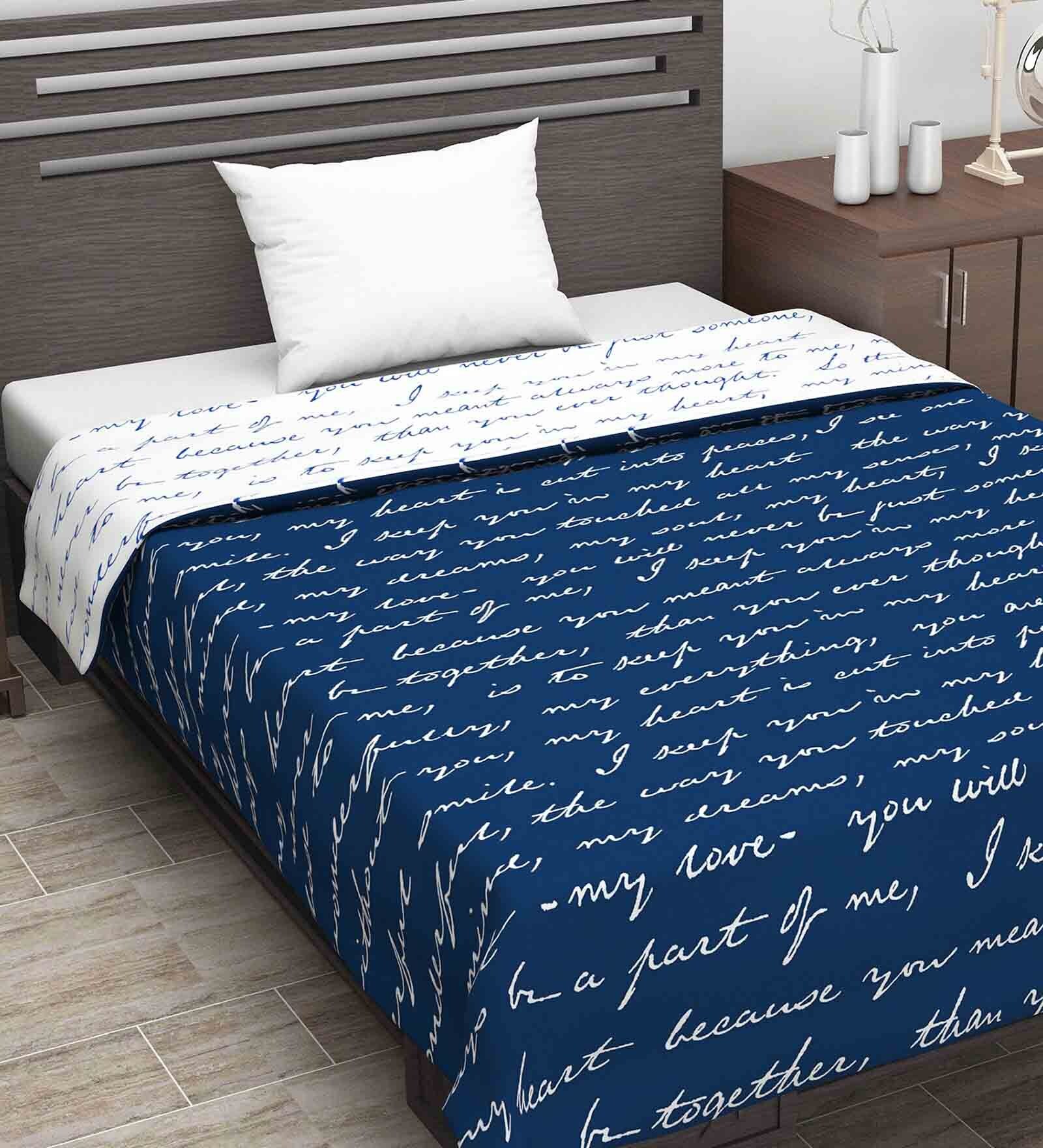 Buy Blue Abstract Polyester 120 GSM Single Bed Dohar at 75% OFF by ...