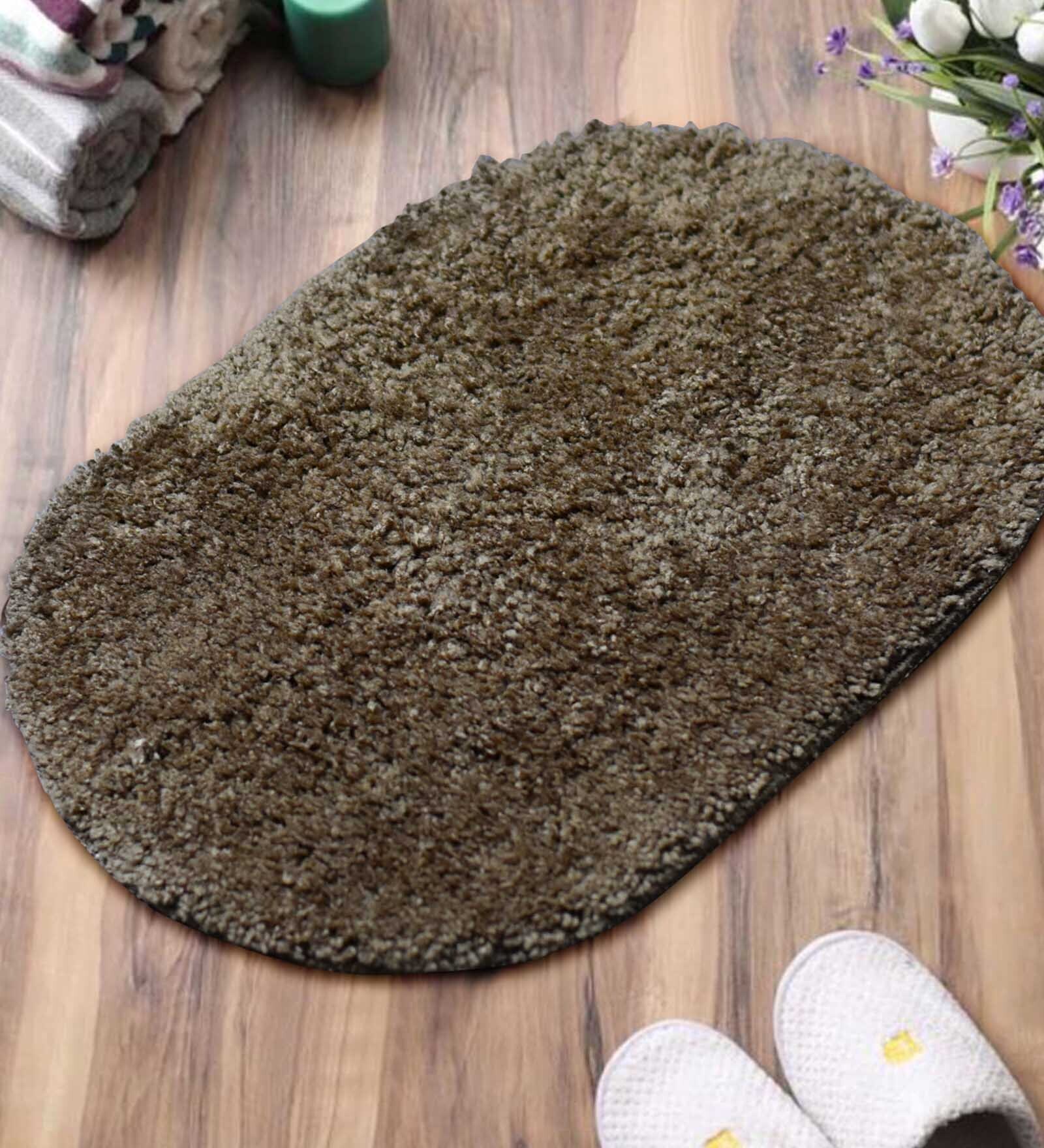 Buy MicroFibre Solid Pattern Machine Tufted 2 X 1 Feet Carpet in Brown ...