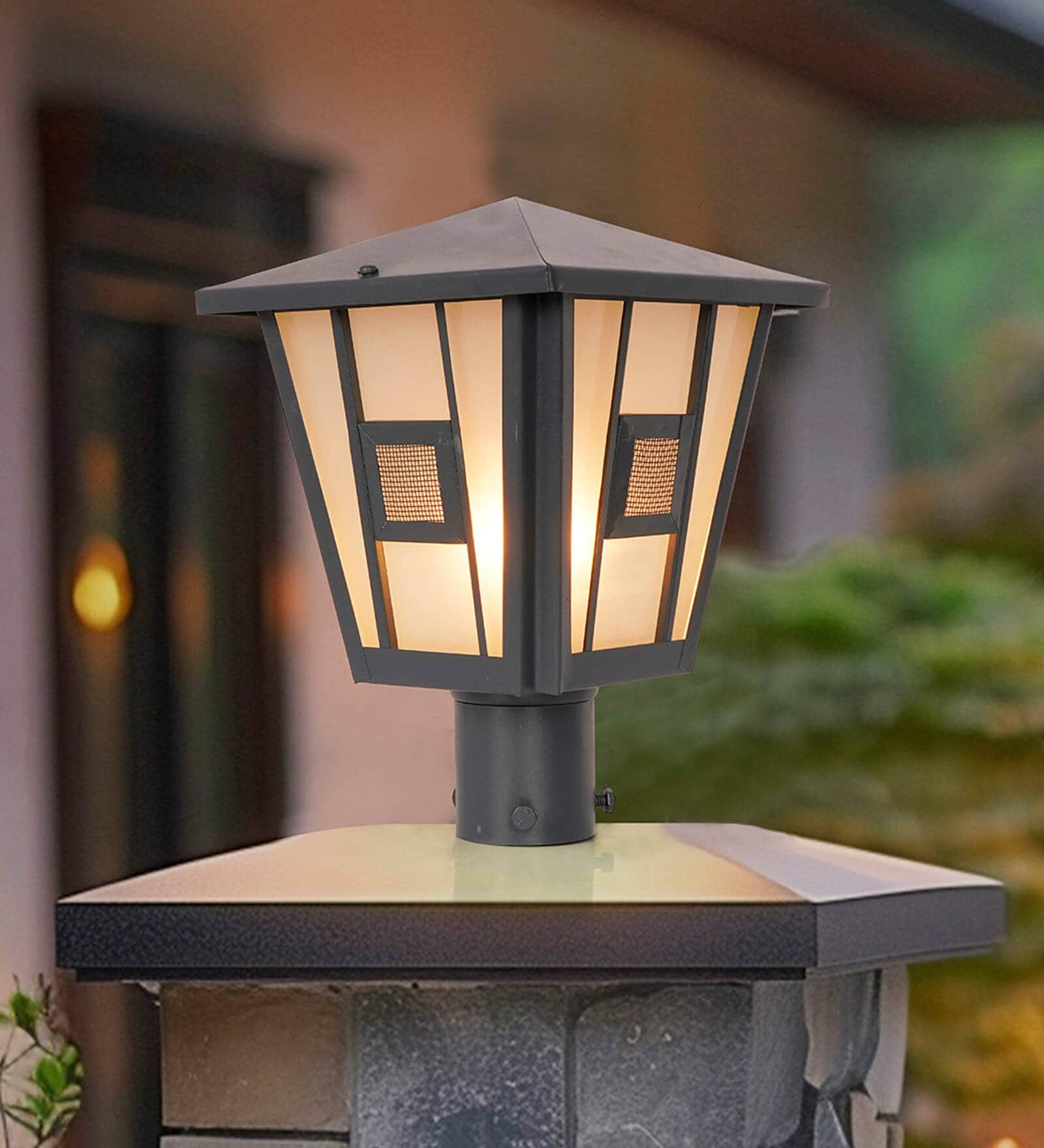 Buy Mid-Century Modern Glow: Outdoor Gate Light Lamp Post with Frosted ...
