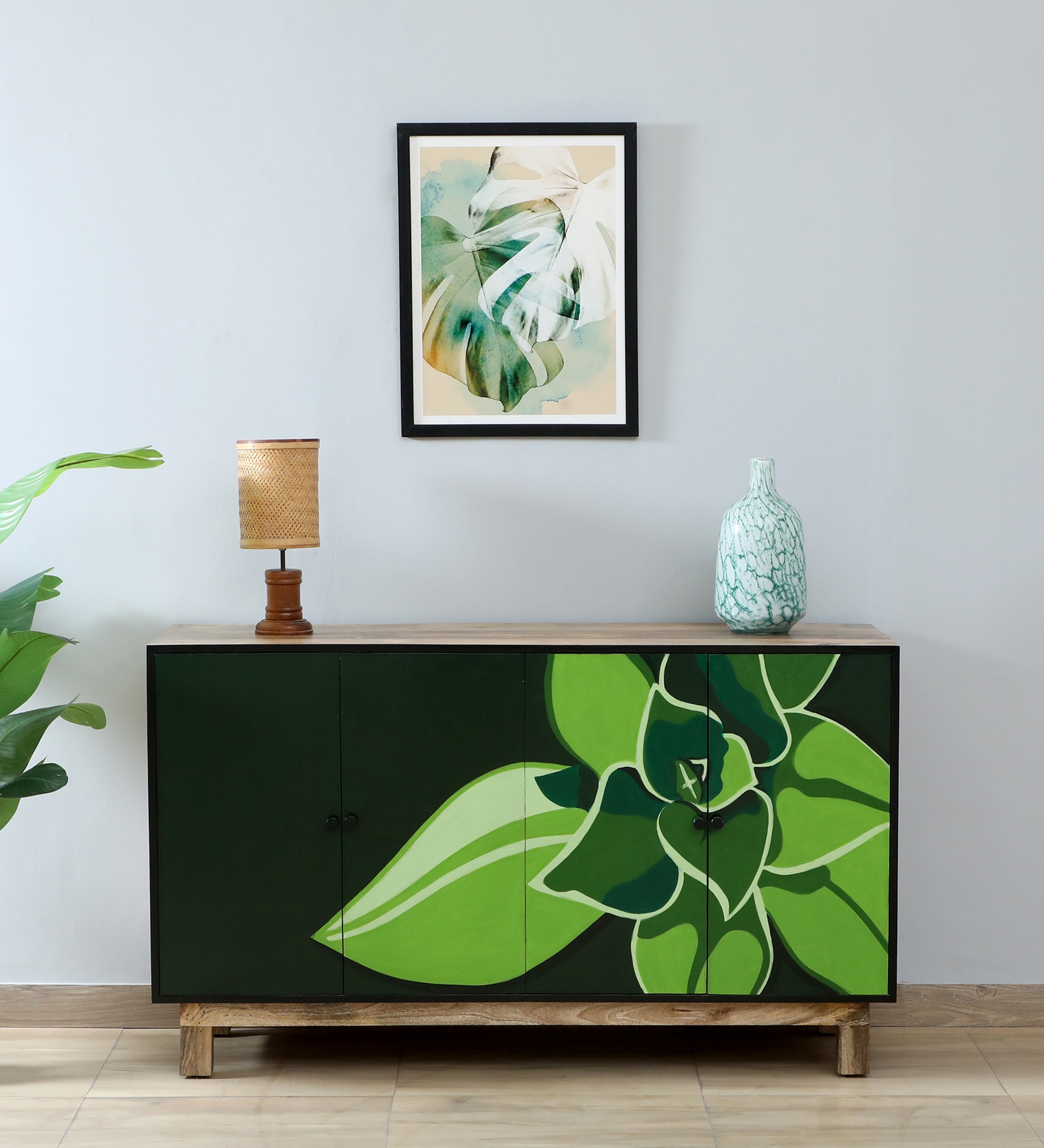 Buy Midas Mango Wood Hand Painted Multicolour 4 Door Sideboard In ...