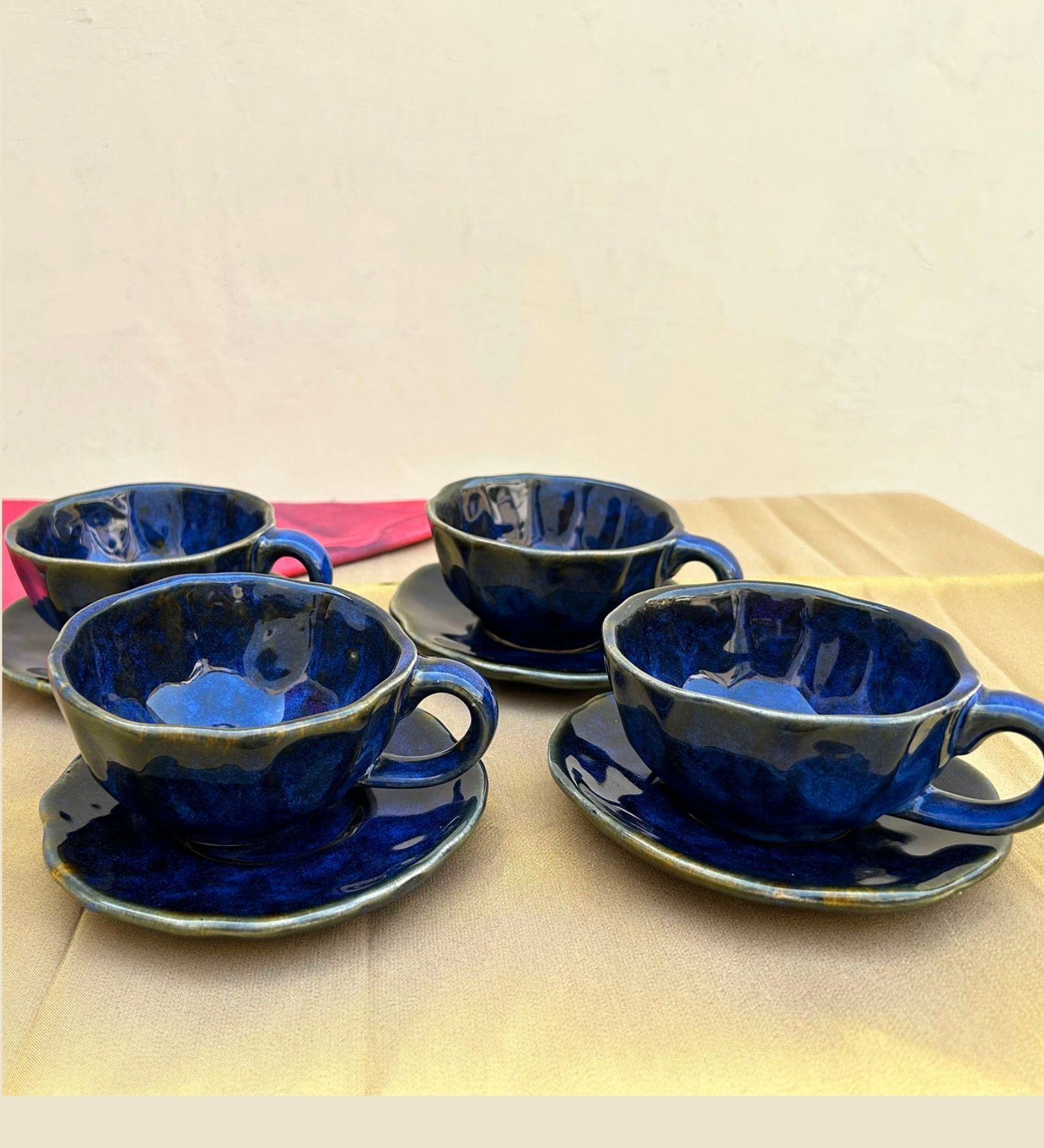 Buy Midnight Blue Ceramic 8 Pcs Tea Cups With Saucer at 46% OFF by ...