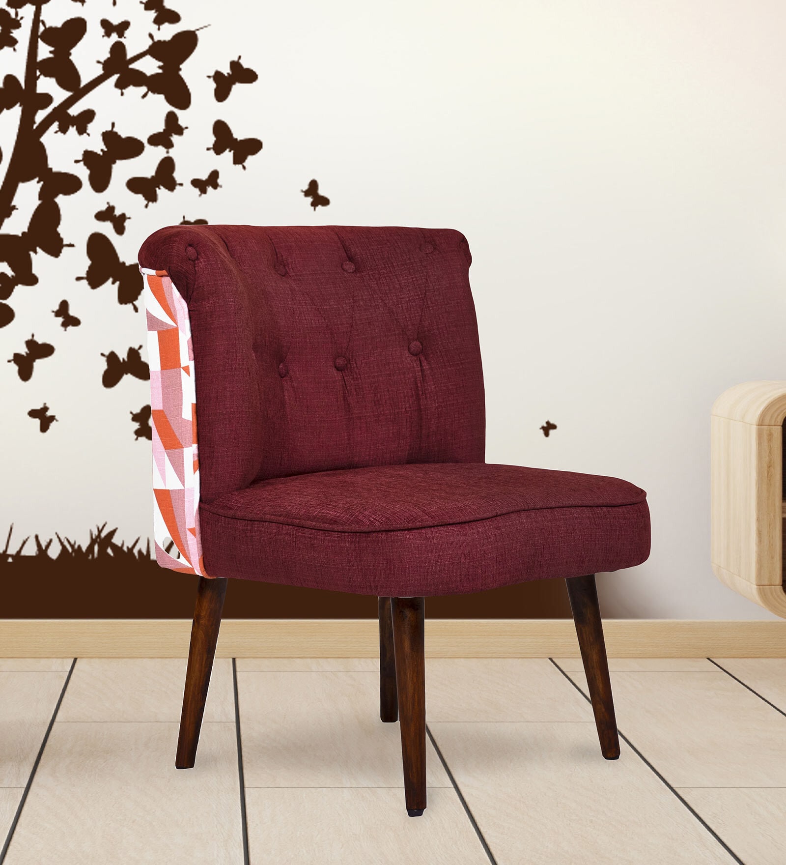Buy Milano Slipper Chair With Foot Stool In Maroon Colour at 20% OFF by ...