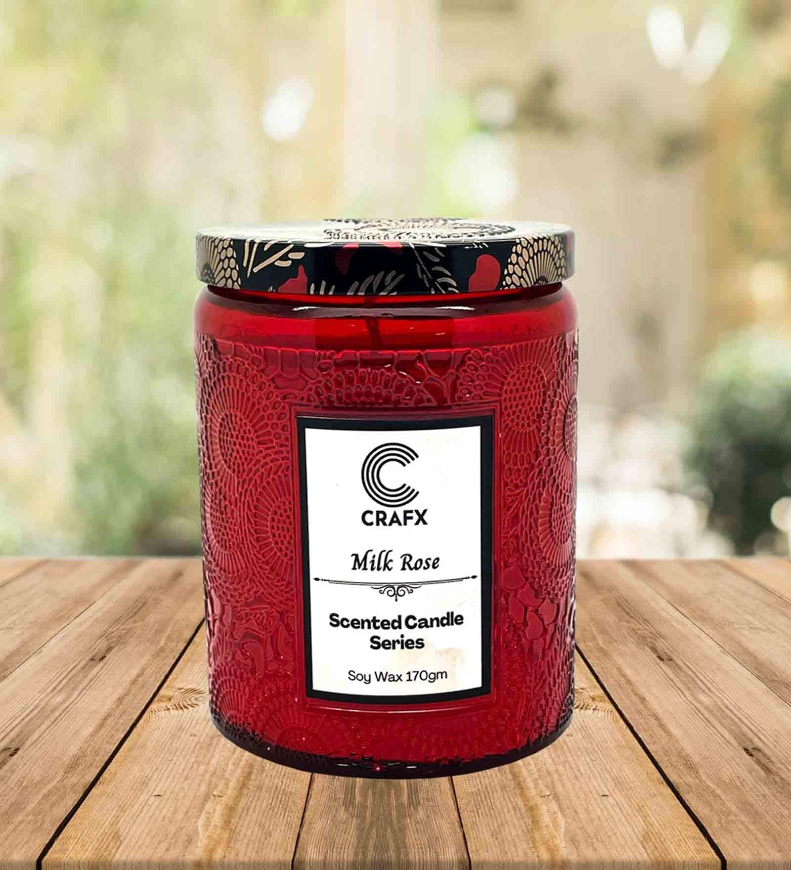 Buy Milk Rose Aroma Red Glass Jar-Scented Jar Candle at 25% OFF by ...