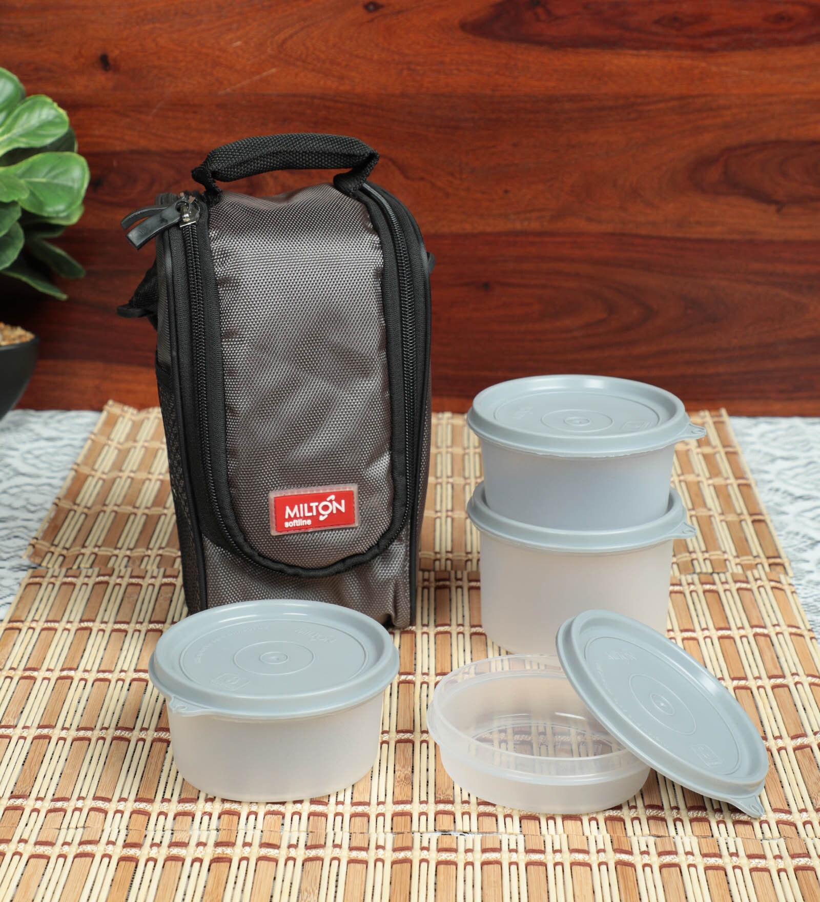Buy Milton Full Meal 4 Containers Lunch Box, Grey, 200 ML, 350 ML & 500 ...