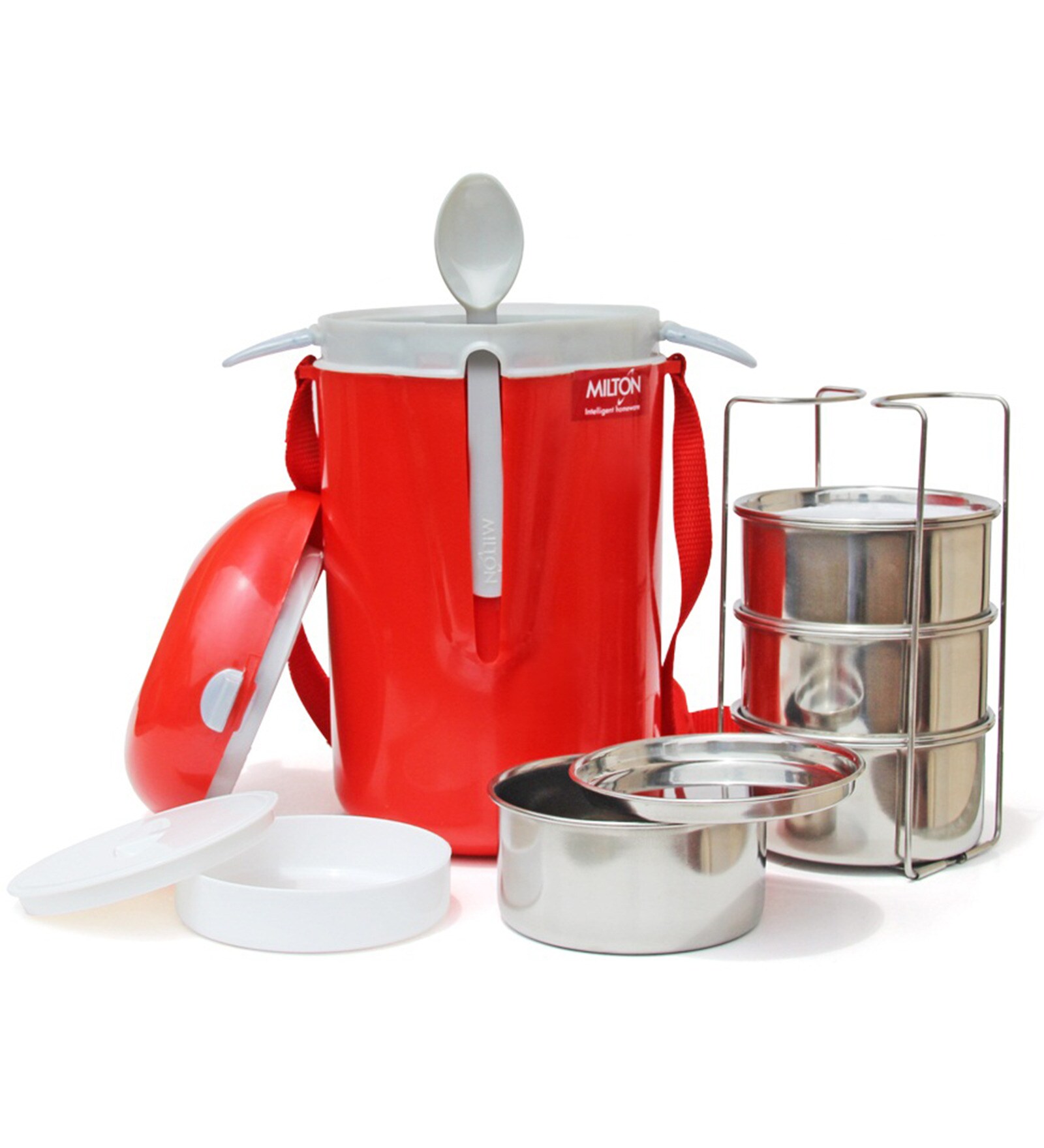 Buy Milton Meal Mate Red Plastic 365 ML 4-container Tiffin Box Online ...