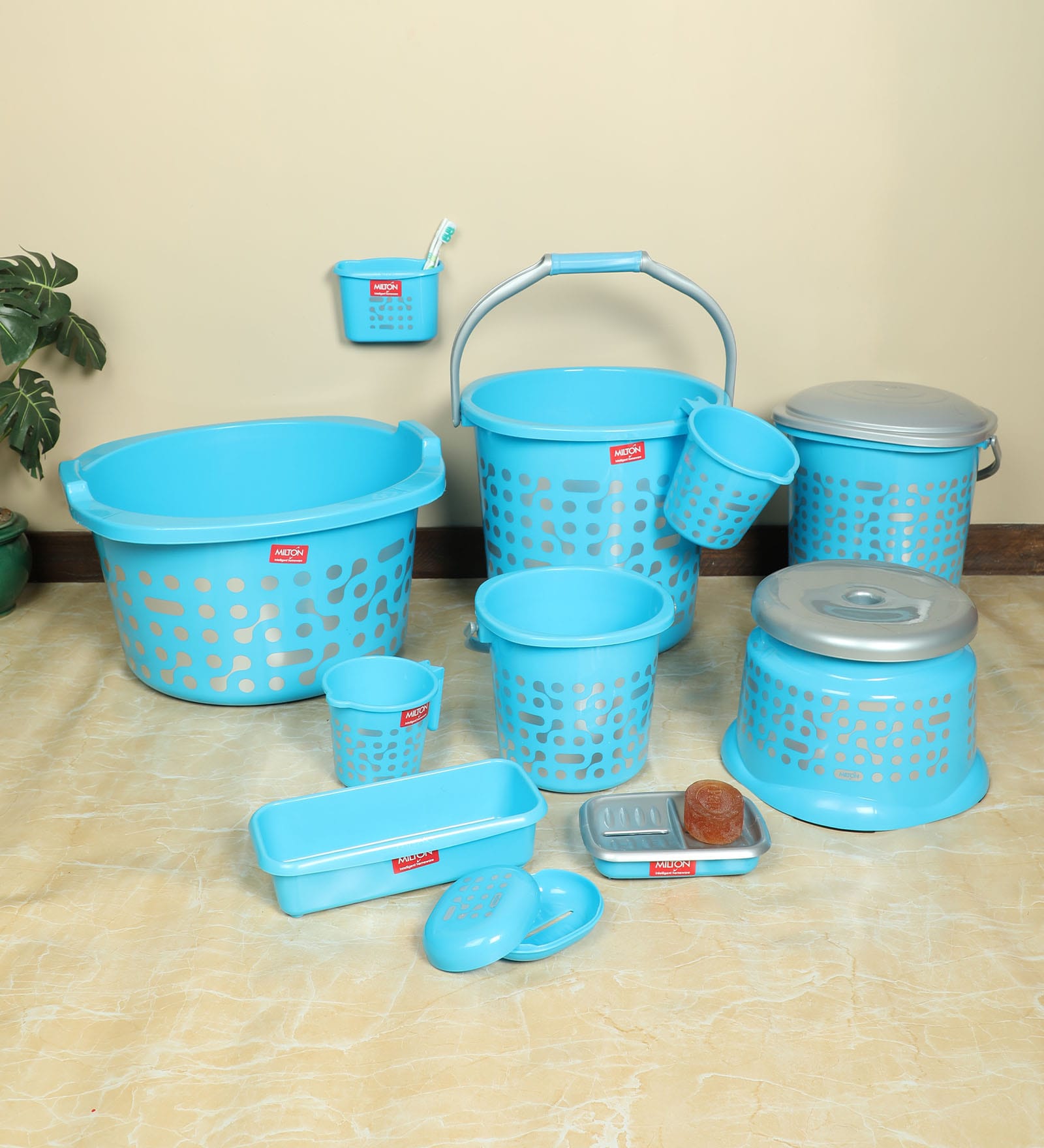 Buy Milton Sr. Dumbells Blue Clean Up Bathroom Set - Set Of 11 at 1% ...