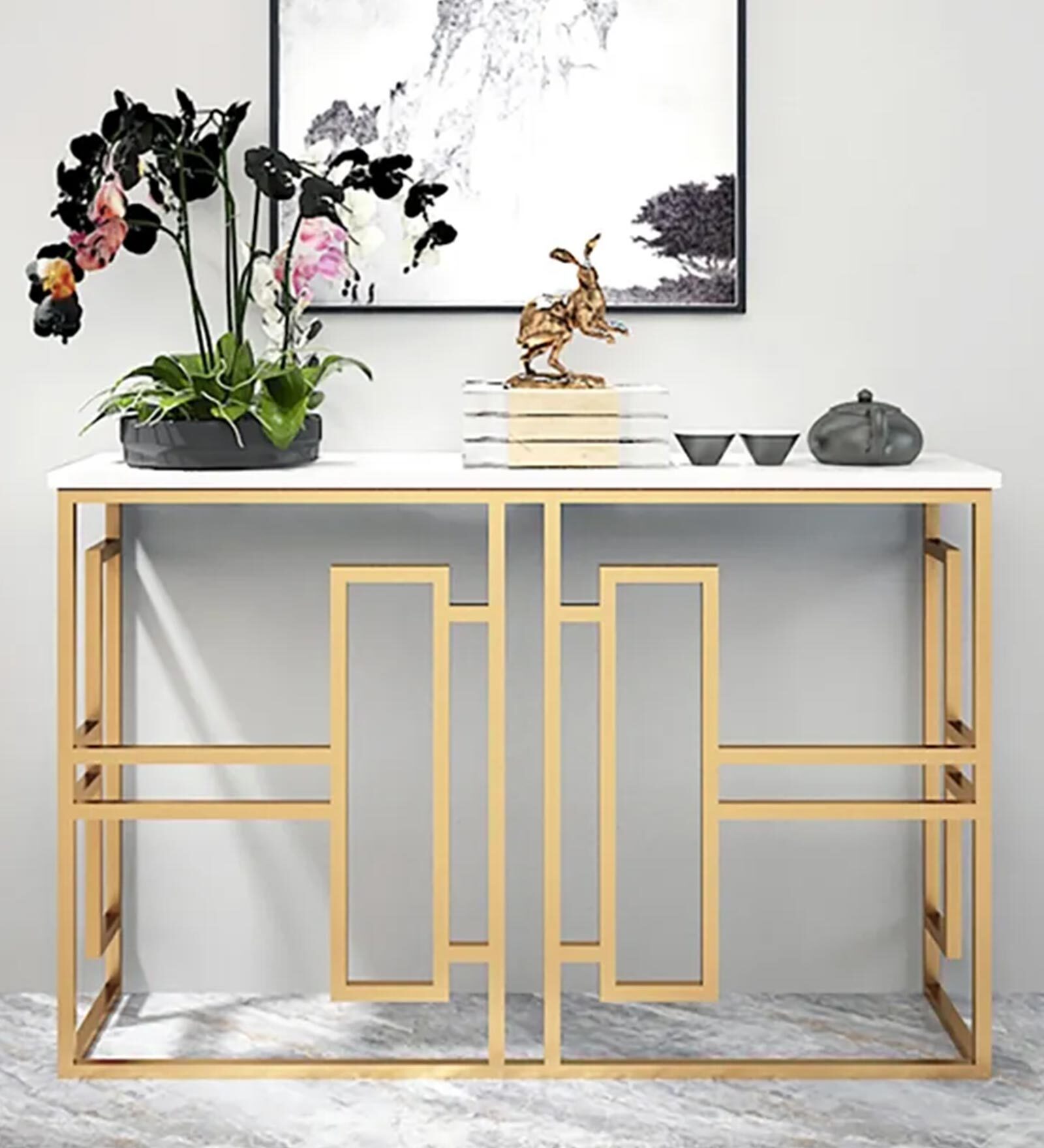 Buy Minka Metal Console Table in Golden Finish at 27% OFF by Furncasa | Pepperfry