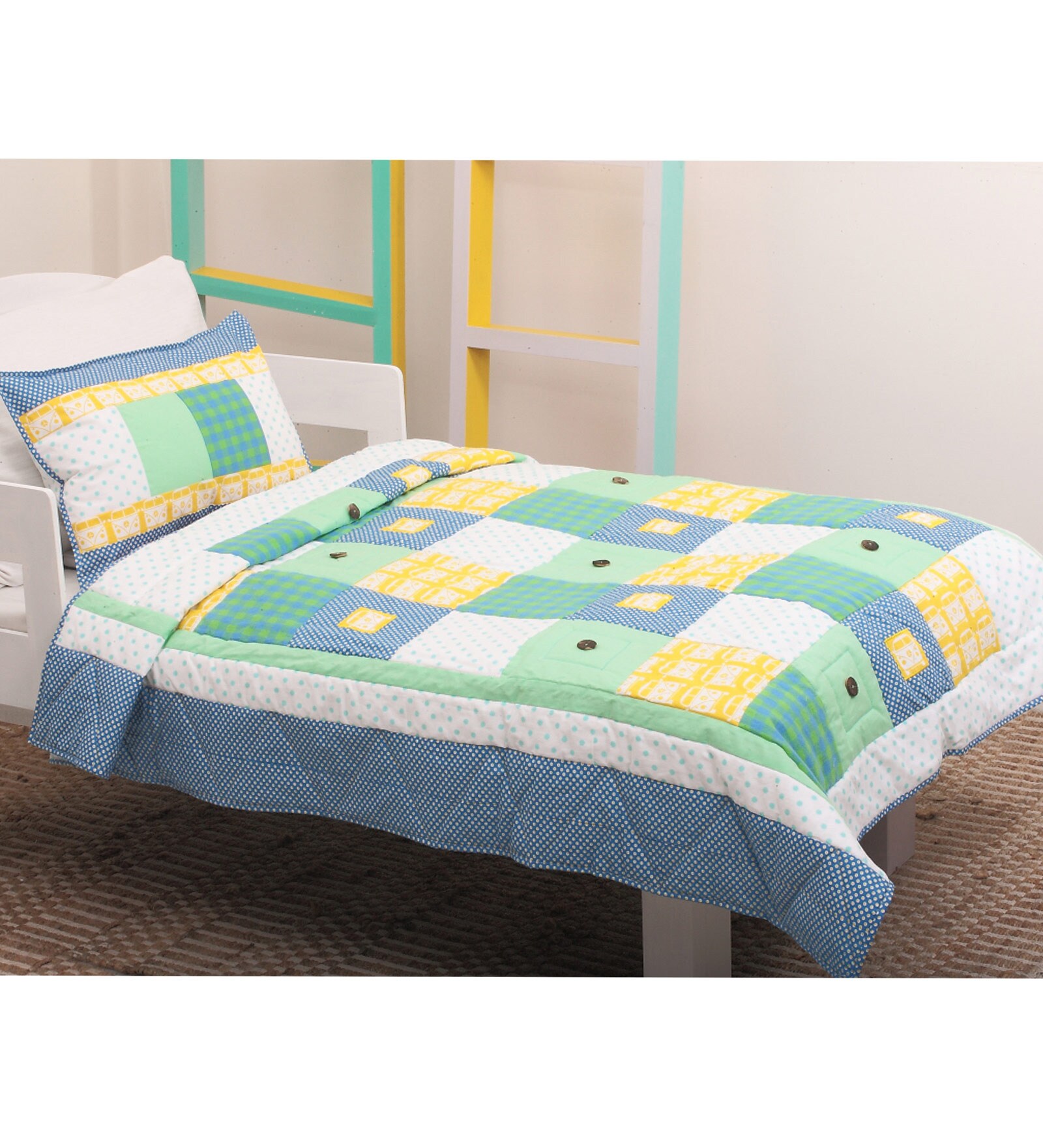 Buy Mint Summer patchwork Toddler Quilt Set in Multicolour by Raw ...