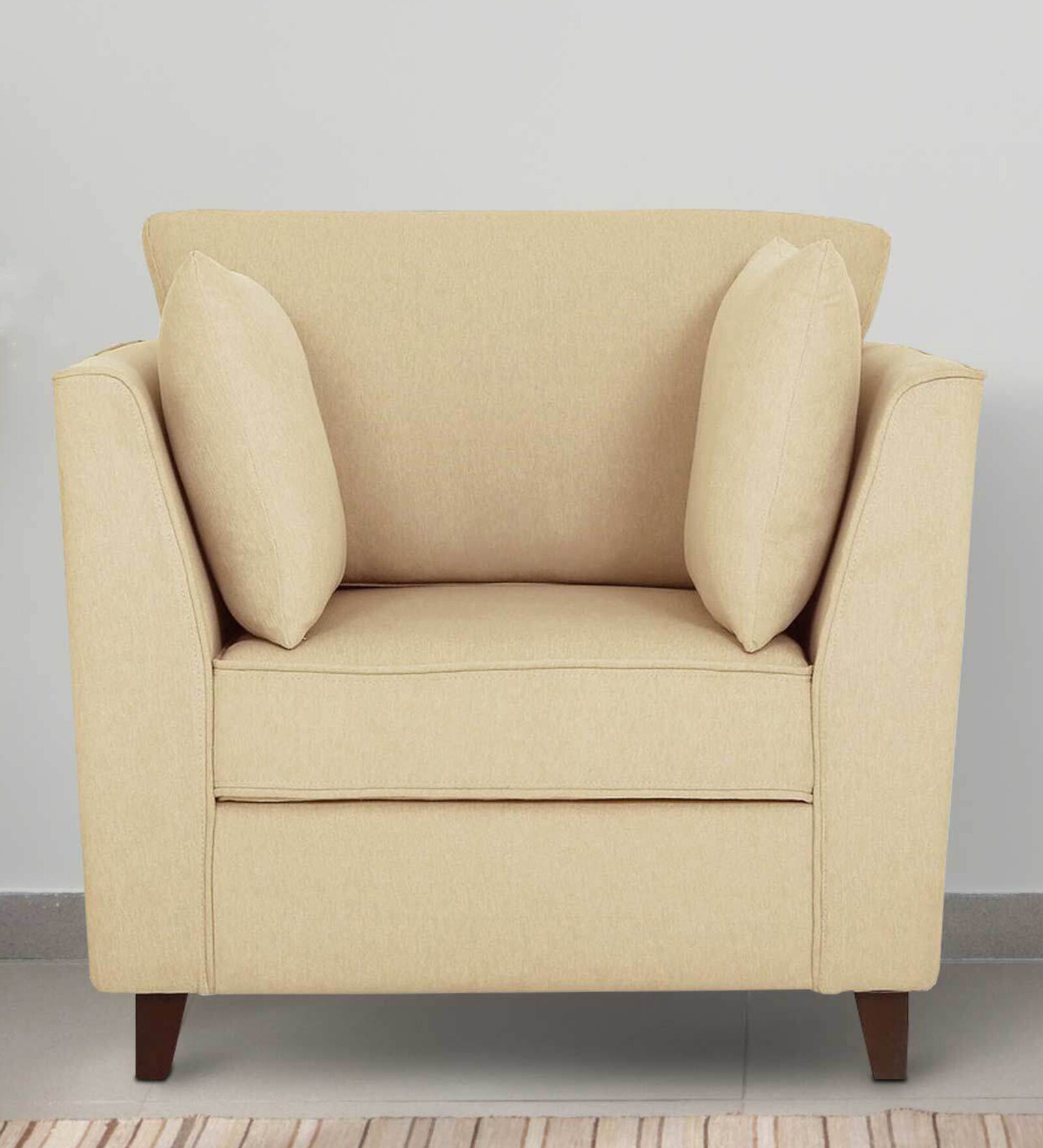 Buy Miranda Fabric 1 Seater Sofa In Beige Colour at 25% OFF by ...