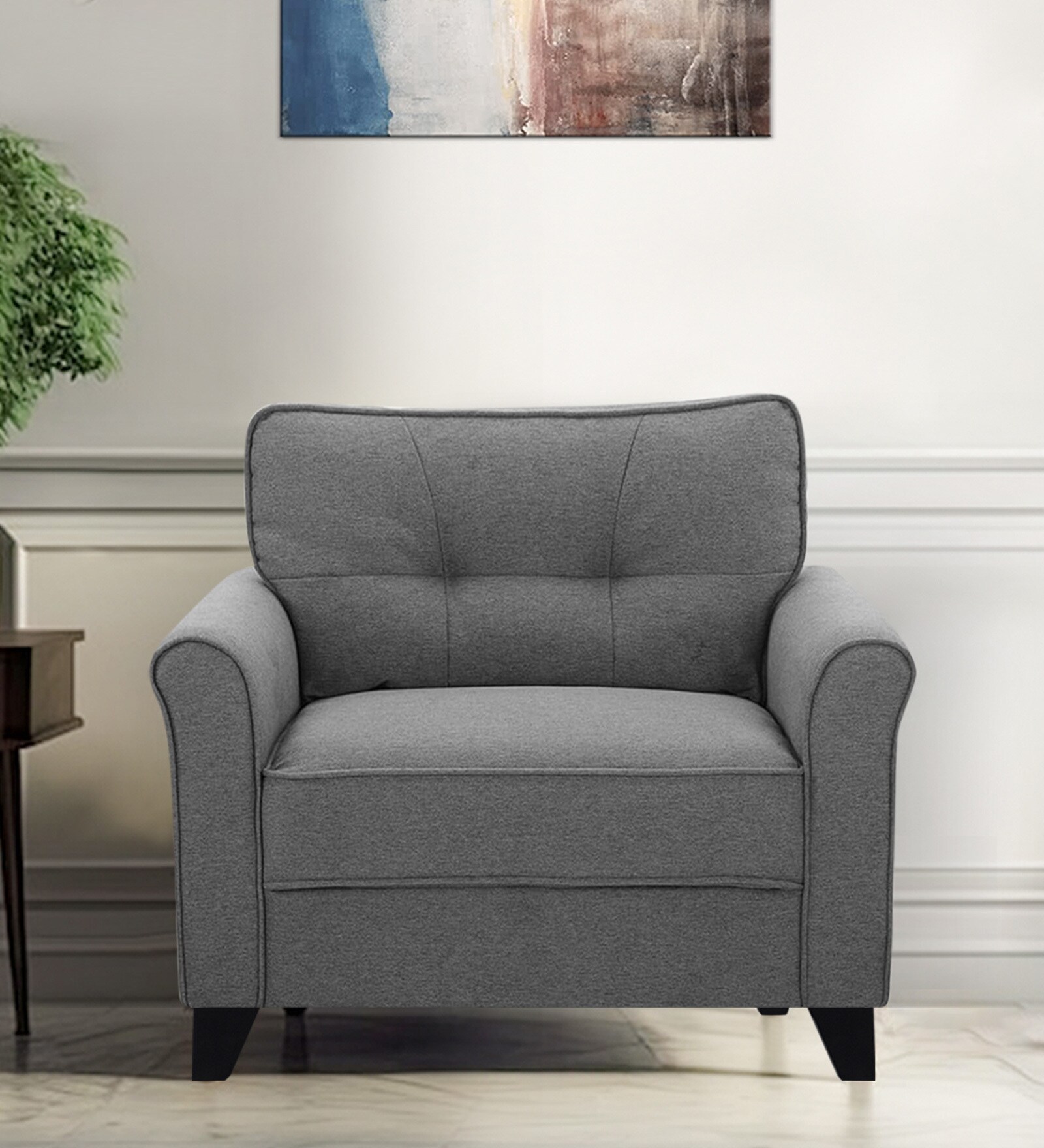 Buy Aldrin Fabric 1 Seater Sofa In Grey Colour at 29% OFF by Trevi ...