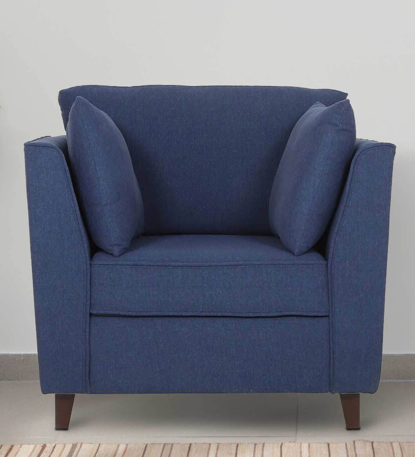 Buy Miranda Fabric 1 Seater Sofa In Navy Blue Colour at 28% OFF by ...