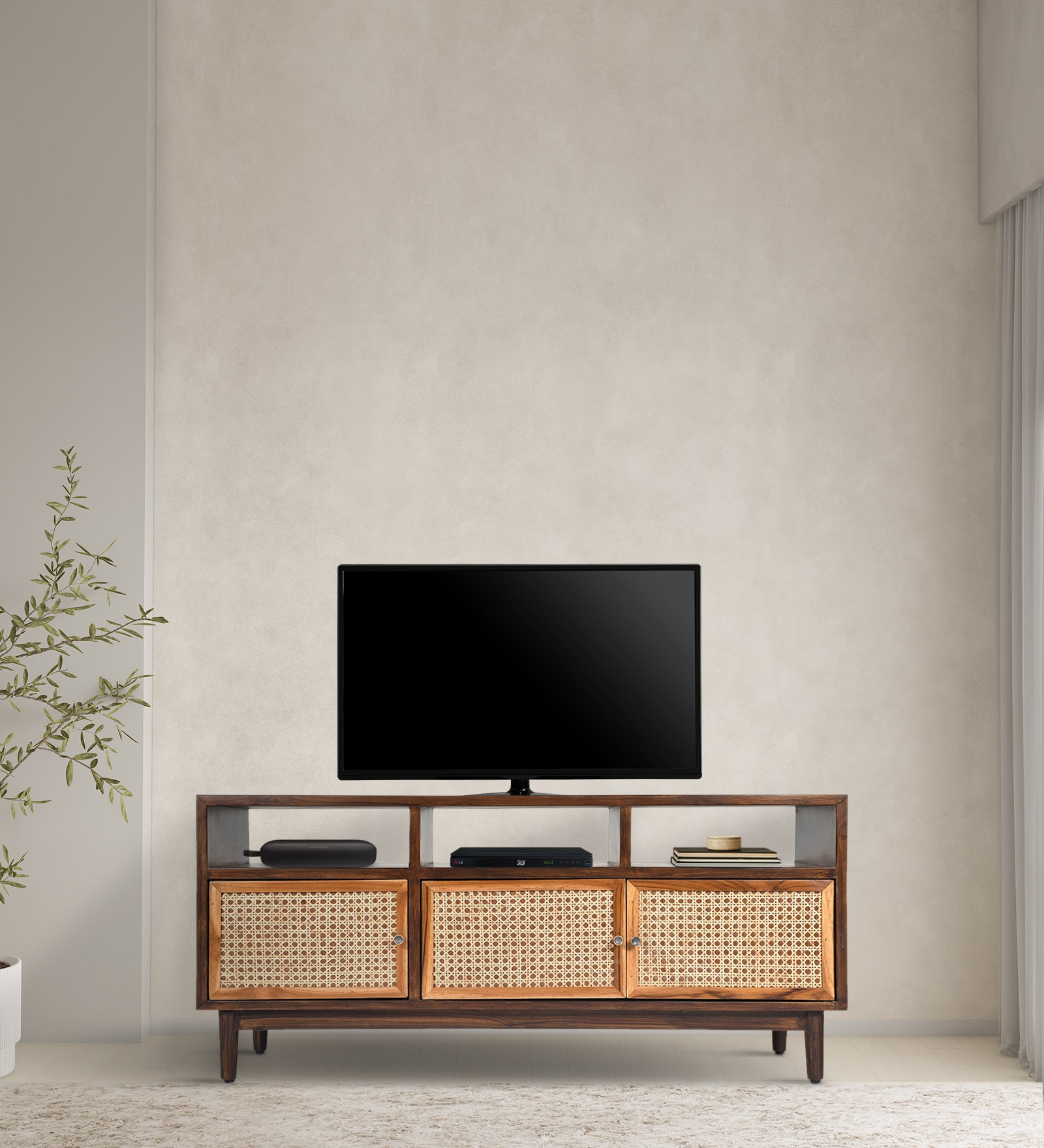 Buy Mississippi Solid Wood TV Console in Walnut Finish by Opaque Studio ...