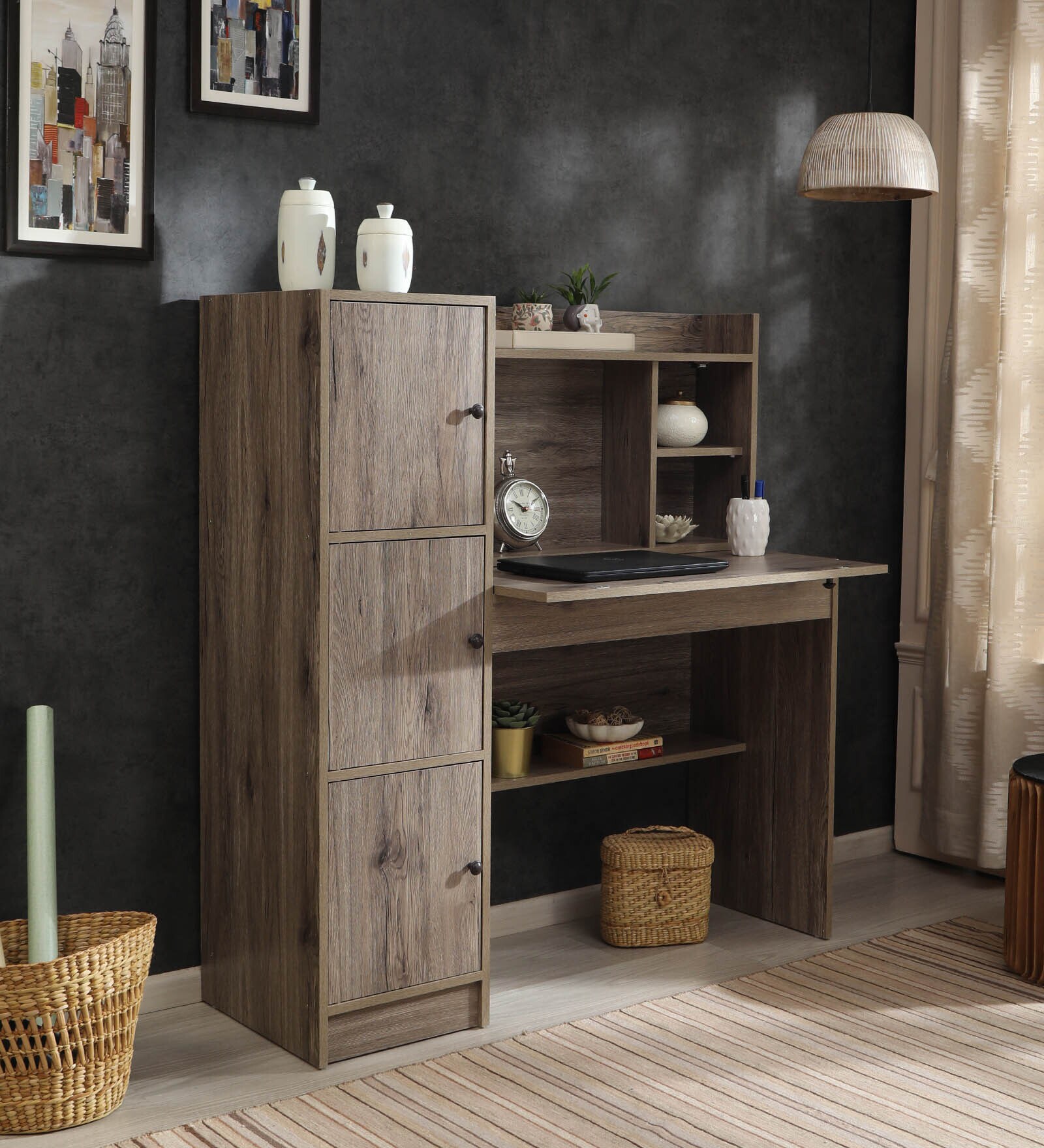 Buy Misumi Hutch Desk in Rainwood Finish at 2% OFF by Mintwud from ...