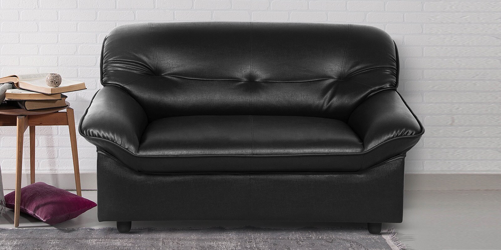 Buy Micro Two Seater Sofa in Black Leatherette by Urban Living Online ...