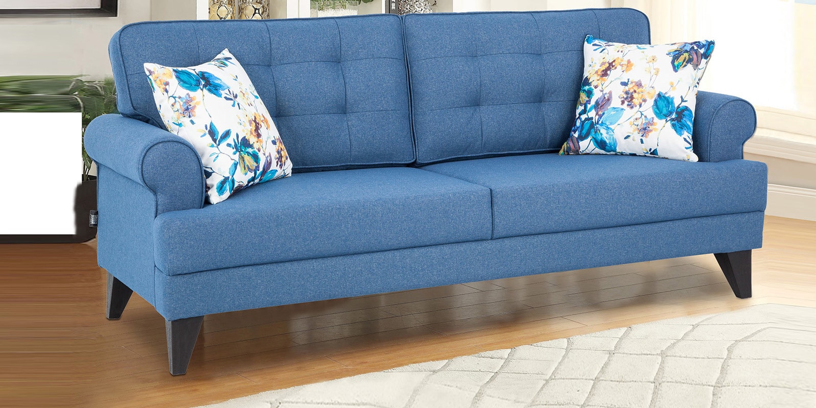 Buy Miller Fabric 3 Seater Sofa in Blue Colour at 53% OFF by HomeTown ...