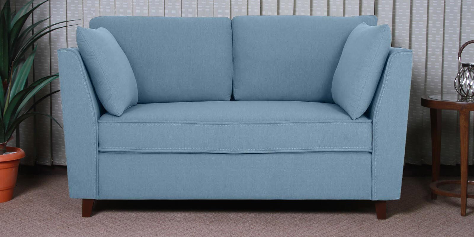 Buy Miranda Fabric 2 Seater Sofa In Ice Blue Colour By Woodsworth ...