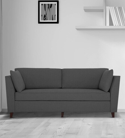 Buy Miranda Fabric 1 Seater Sofa In Steel Grey Colour By Woodsworth ...