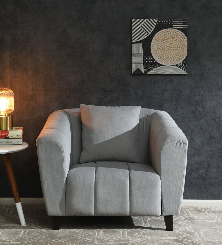 Buy Mia Fabric 1 Seater Sofa In Ash Grey Colour By Casacraft Online ...