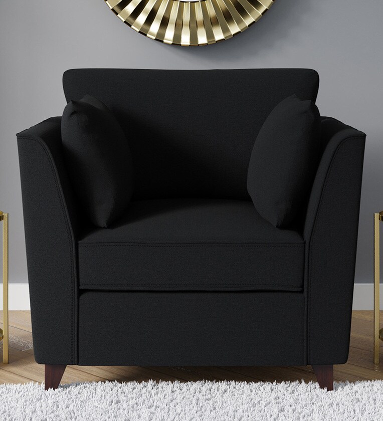 Buy Miranda Fabric 1 Seater Sofa In Charcoal Grey Colour By Woodsworth ...