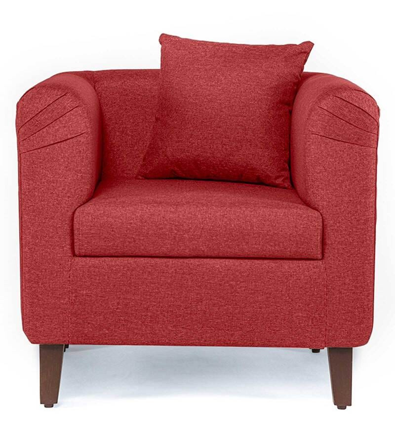 Buy Miami Fabric 1 Seater Sofa in Omega Red Colour by Wakefit Online ...