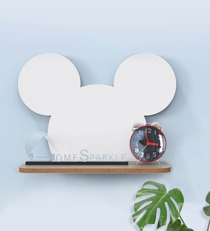 Buy Mickey Mouse MDF Wall Shelf In White By Home Sparkle Online - Fixed ...