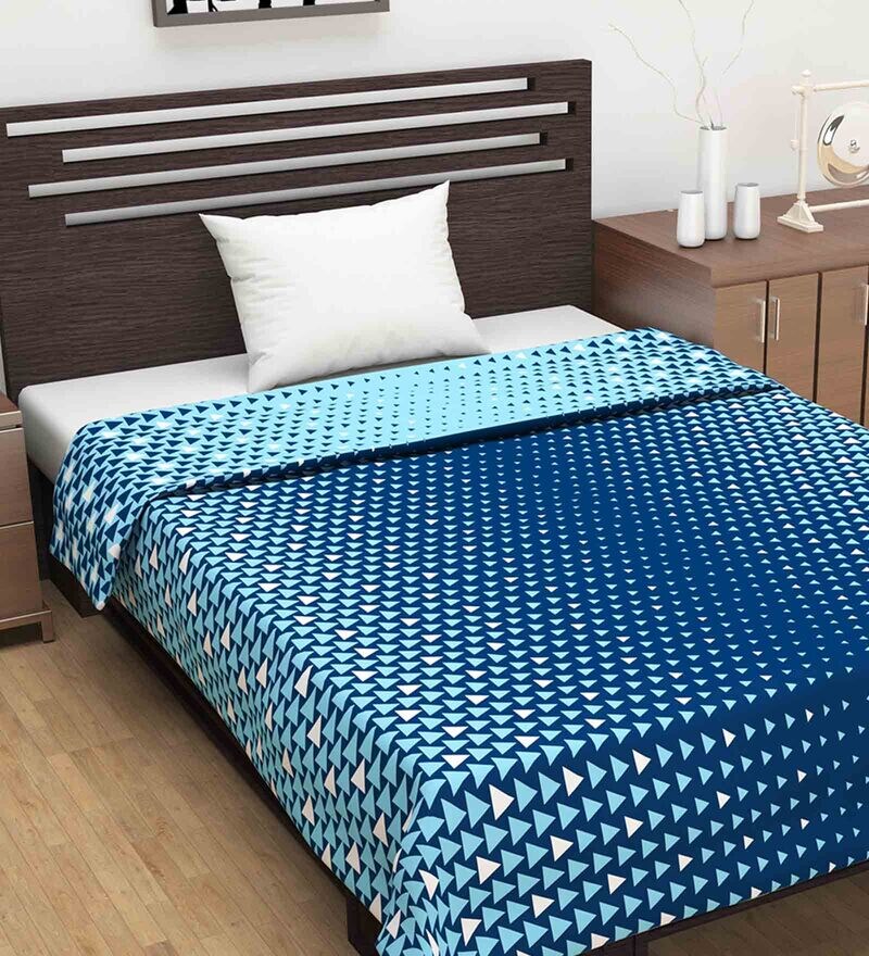 Buy Blue Geometric 120 GSM Single Bed Dohar by Divine Casa Online ...