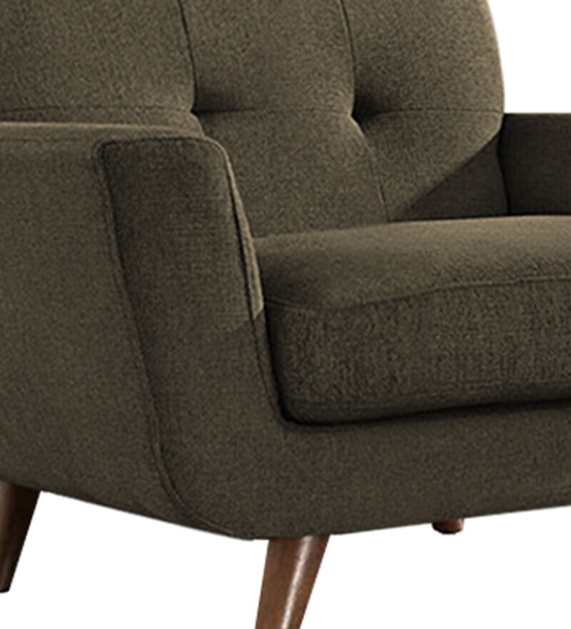 Buy Mid Fabric 1 Seater Sofa in Brown Colour Online - Mid-Century ...
