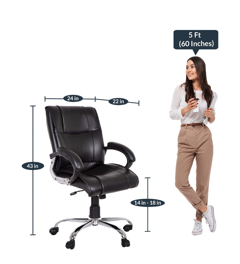 Buy Mid Back Executive Chair In Black Colour By Inspario Online - Mid ...