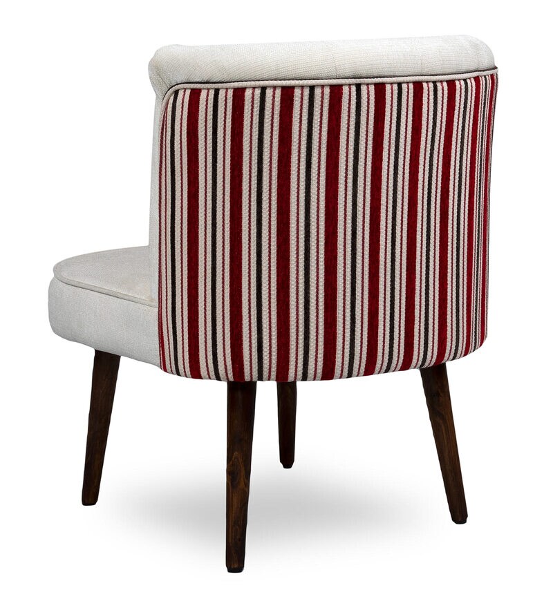 Buy Milano Fabric Slipper Chair in Red & White Colour with Foot Stool ...