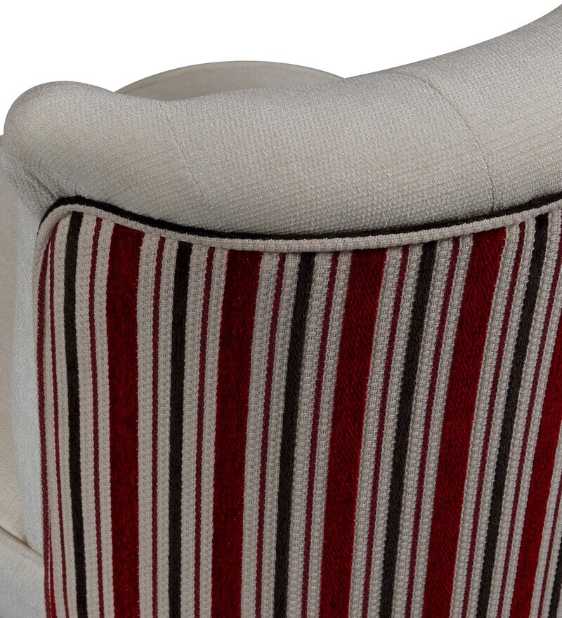 Buy Milano Fabric Slipper Chair in Red & White Colour with Foot Stool ...