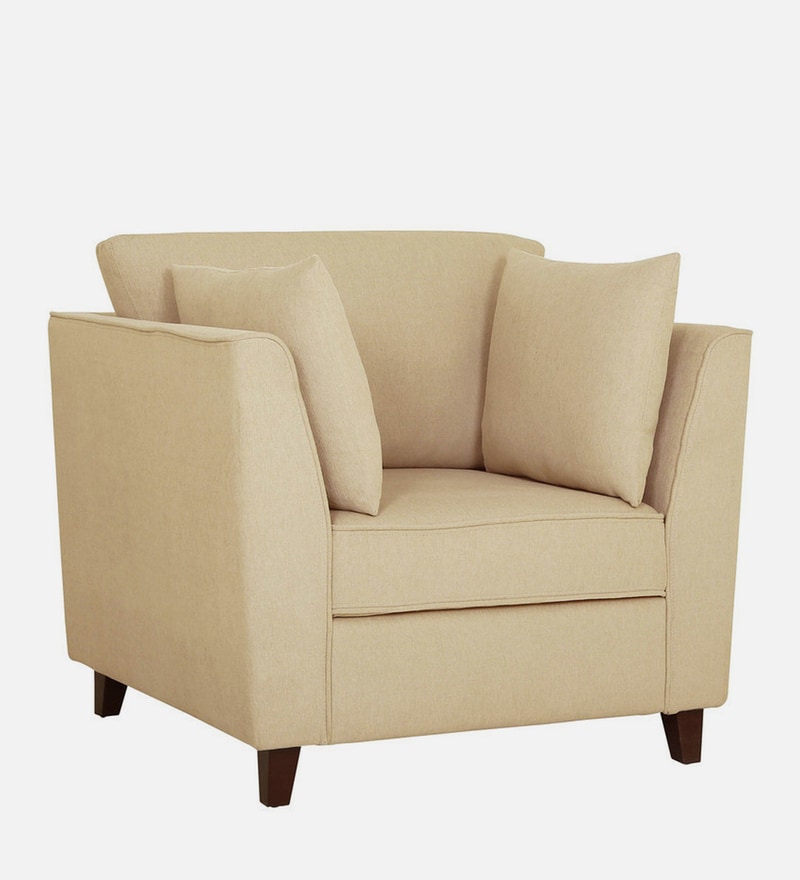 Buy Miranda Fabric 1 Seater Sofa In Beige Colour By Woodsworth Online ...